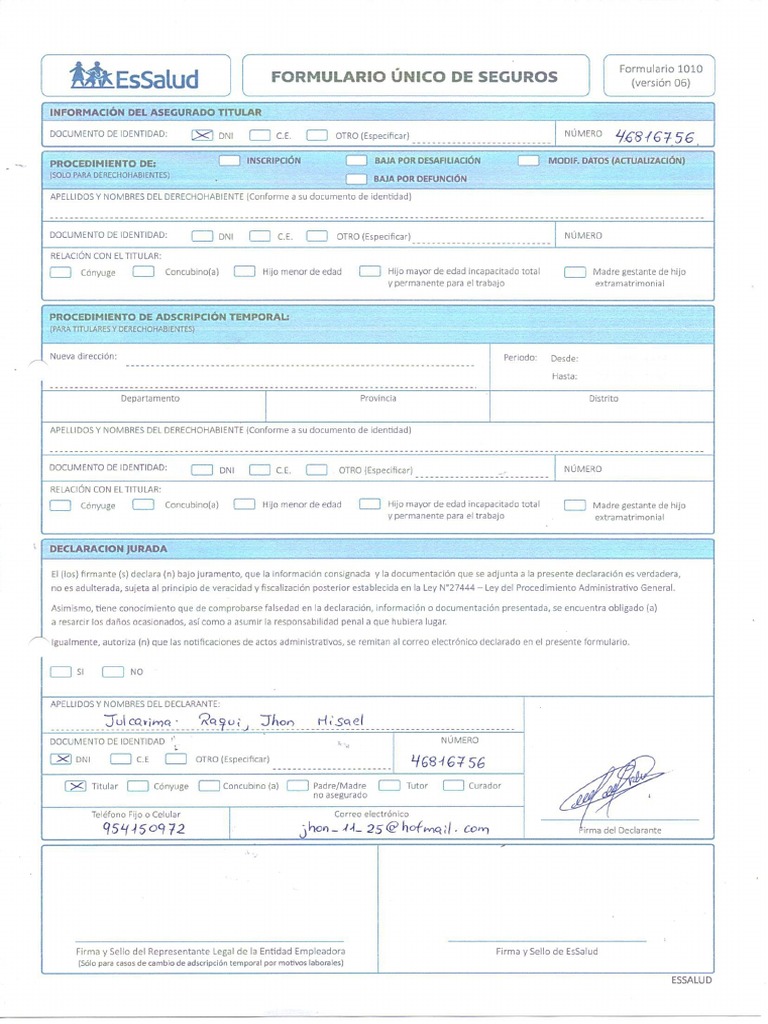 Formulario 1010 Essalud | PDF