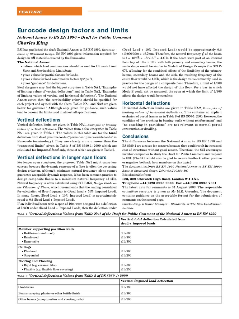 Eur Ocode Design Factor S and Limits: Horizontal Deflections | PDF | Beam (Structure ...