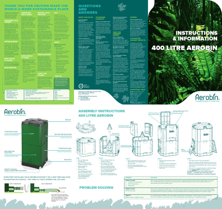 Instructions & Information: 400 Litre Aerobin | PDF | Compost ...