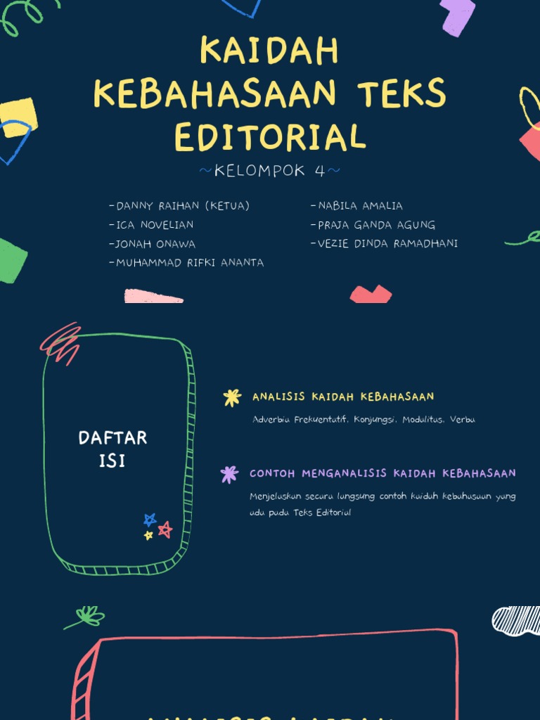 Kaidah Kebahasaan Teks Editorial Kelompok 4 Xii Ipa 6 Pdf