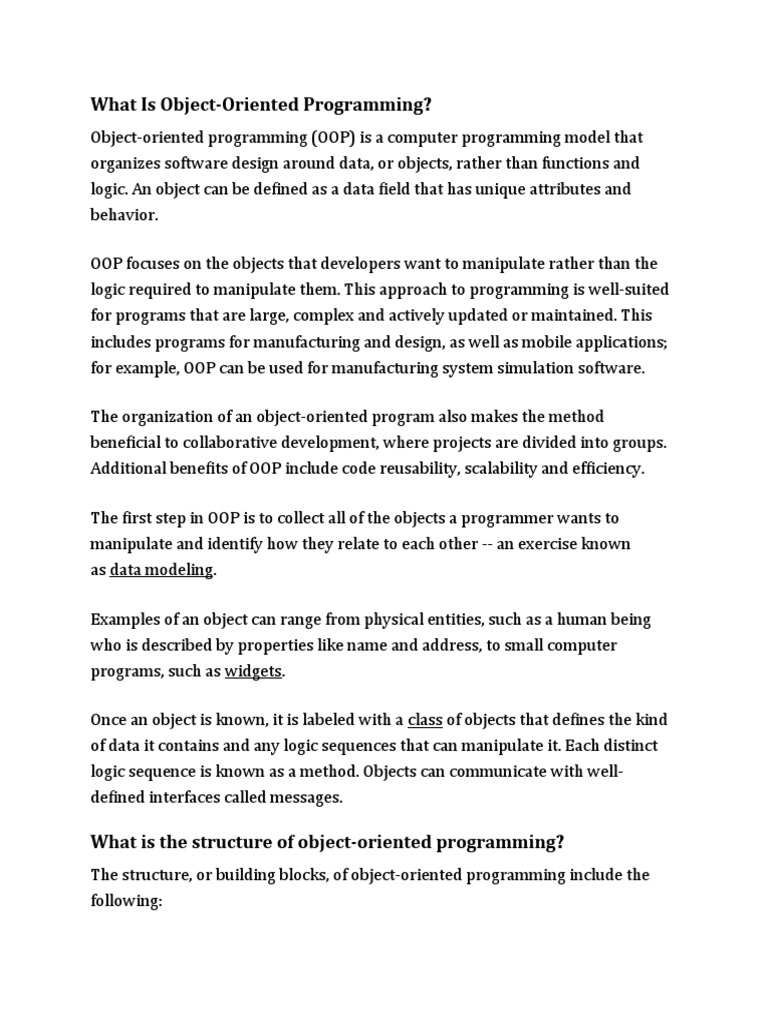 Object Oriented Program Pdf Object Computer Science Object Oriented Programming