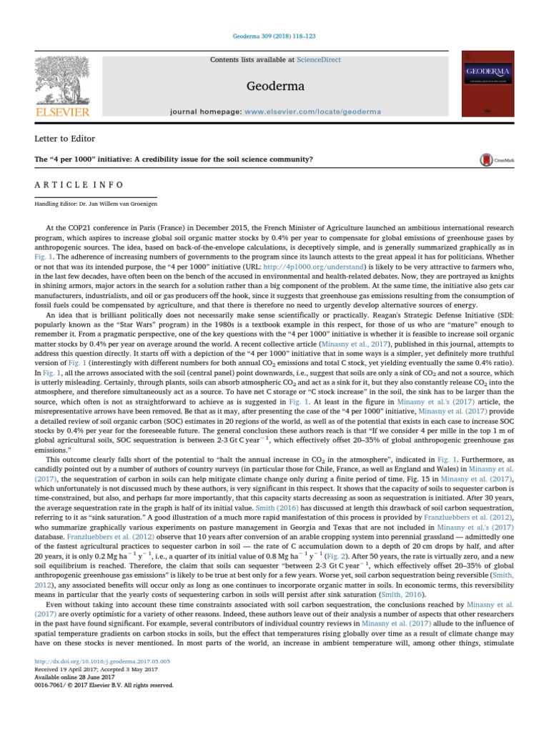 The 4 Per 1000 Initiative Pdf Carbon Sequestration Soil