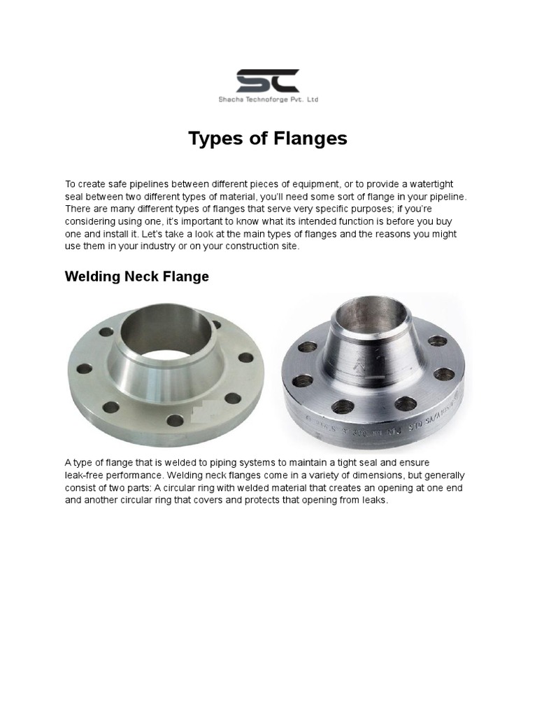 Types of Flanges | PDF | Pipe (Fluid Conveyance) | Materials