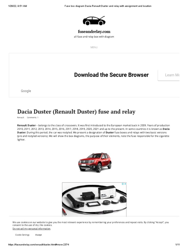 Fuse Box Diagram Dacia Renault Duster and Relay With Assignment and ...
