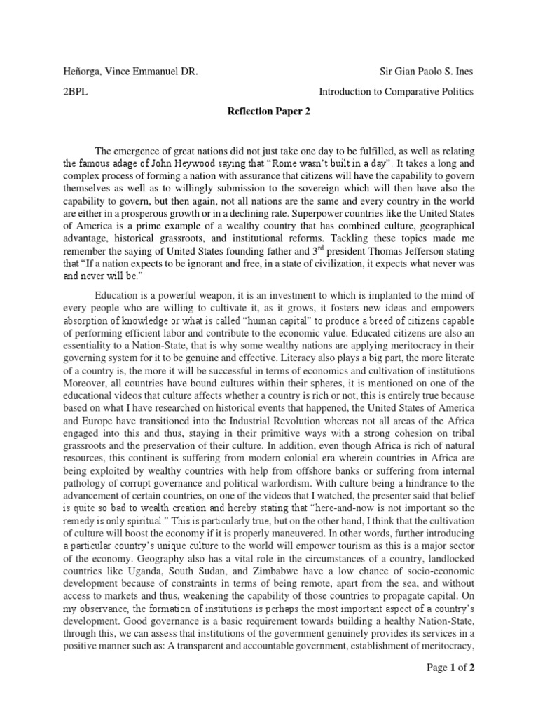 Reflection Paper 2, Heñorga | PDF | Capitalism | Governance