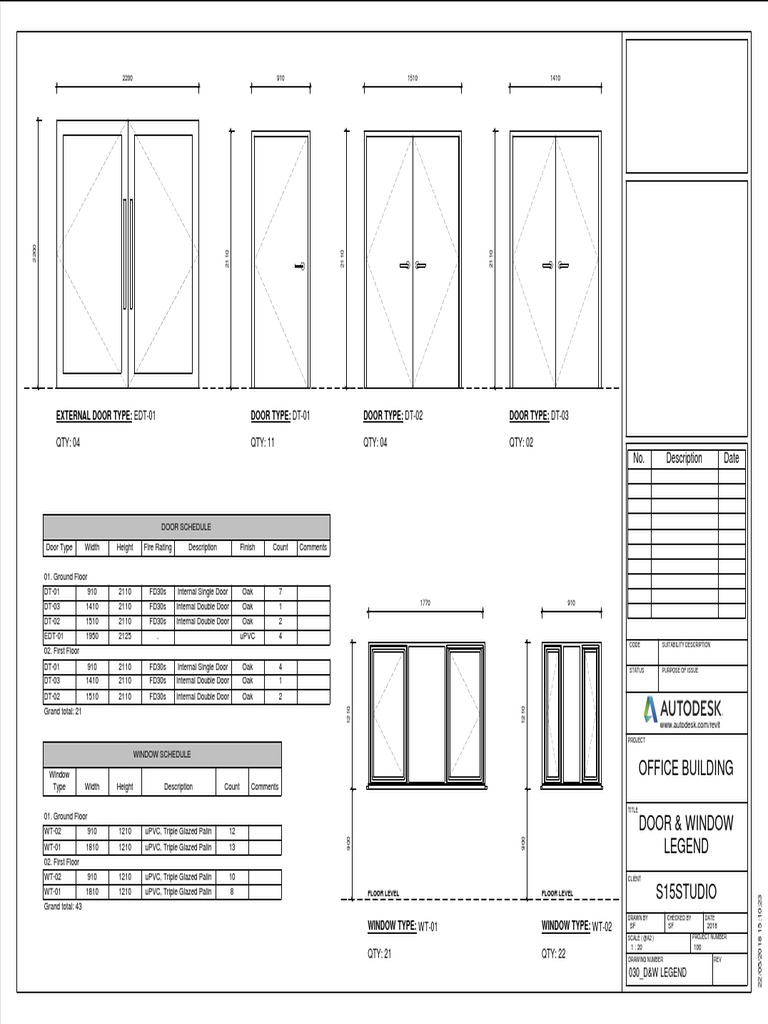 Office Building: External Door Type: Edt-01 Door Type: Dt-01 Door Type ...