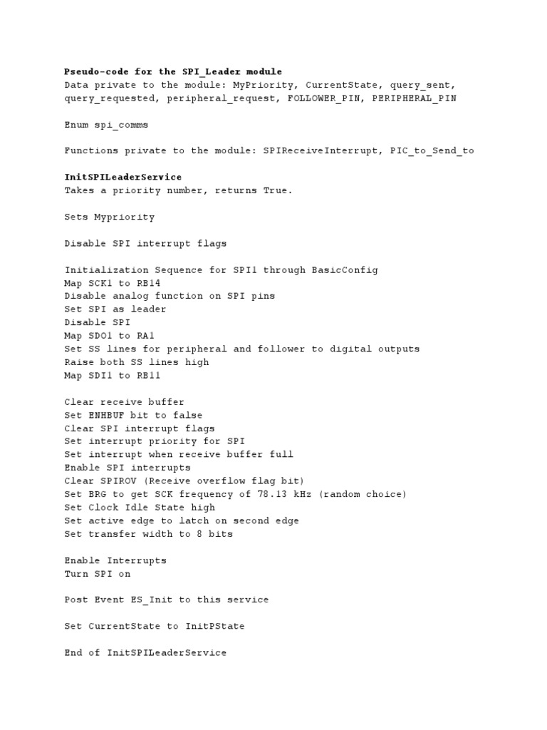 Spi Leader Pseudocode | PDF | Information And Communications Technology ...