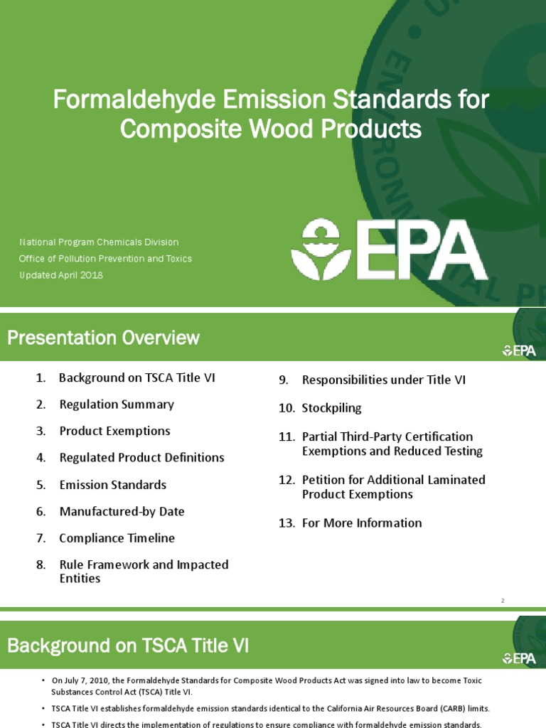 Formaldehyde Emission Standards For Composite Wood Products | PDF ...