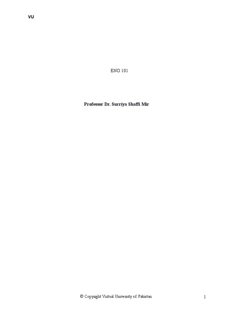 ENG 101 Handouts | PDF | Part Of Speech | English Language