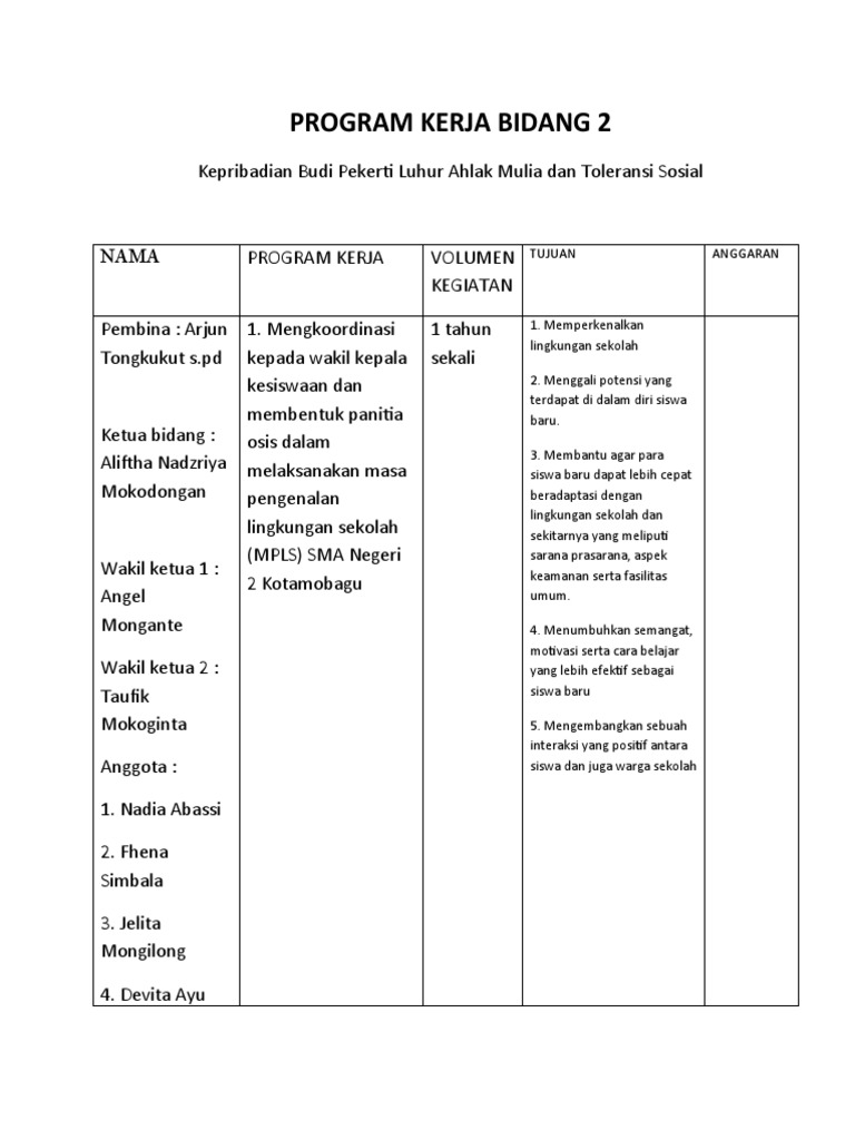 PROGRAM KERJA B-WPS Office | PDF