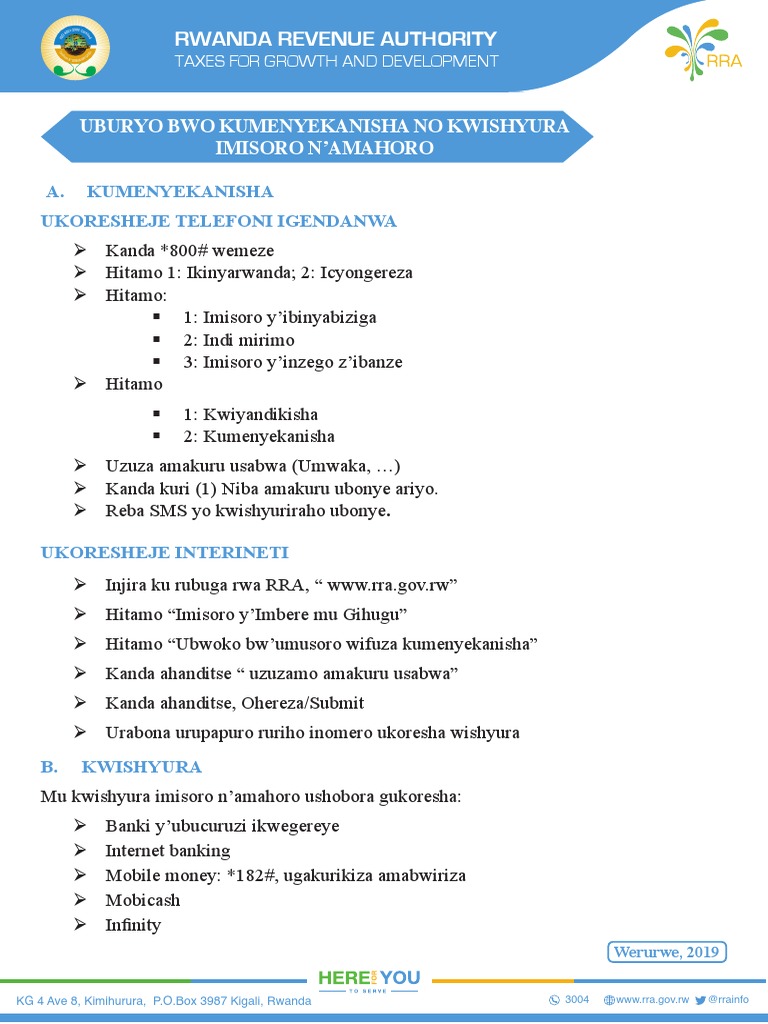 RRA Tax Declaration and Payment Guide | PDF | Communication | Payments