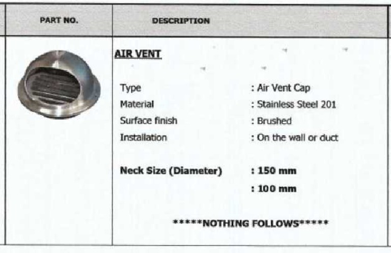 Vent Cap | PDF