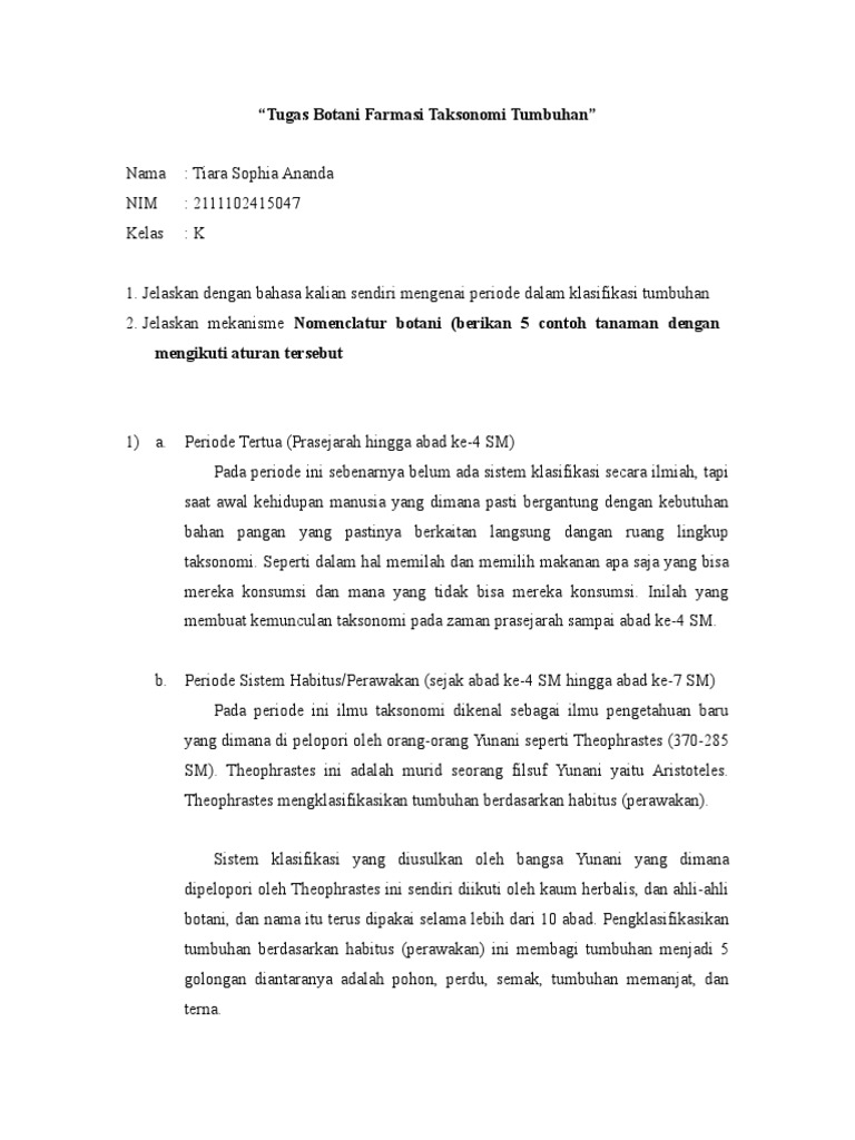 Taksonomi Tumbuhan | PDF