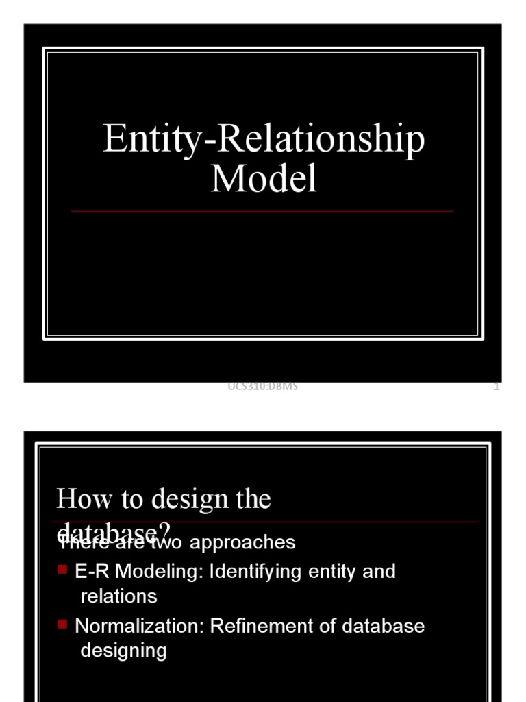 Entity-Relationship Model: UCS310:DBMS 1 | PDF | Conceptual Model ...