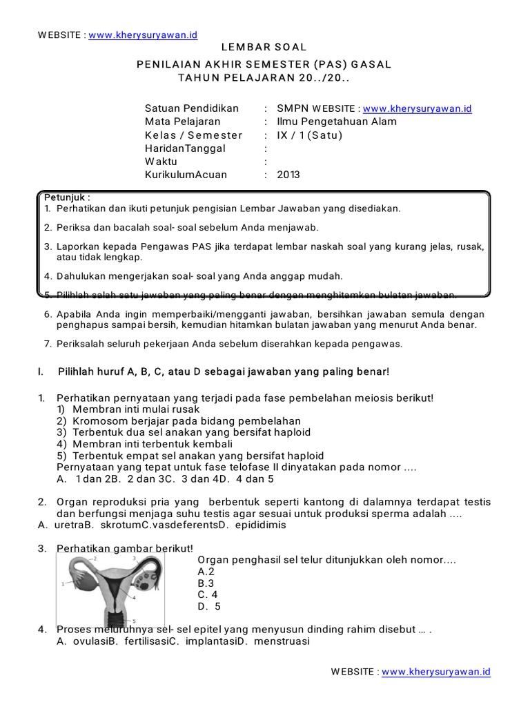 Penilaian Akhir Ilmu Pengetahuan Alam Kelas IX | PDF