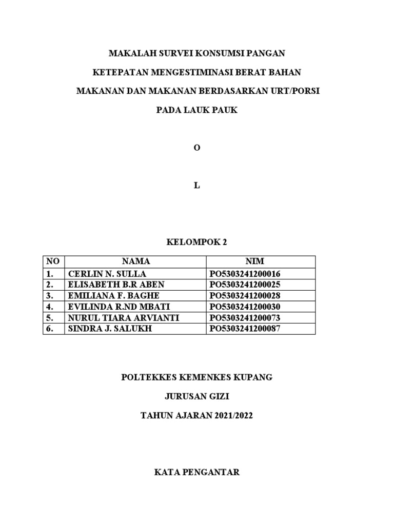 Makalah Survei Konsumsi Pangan | PDF