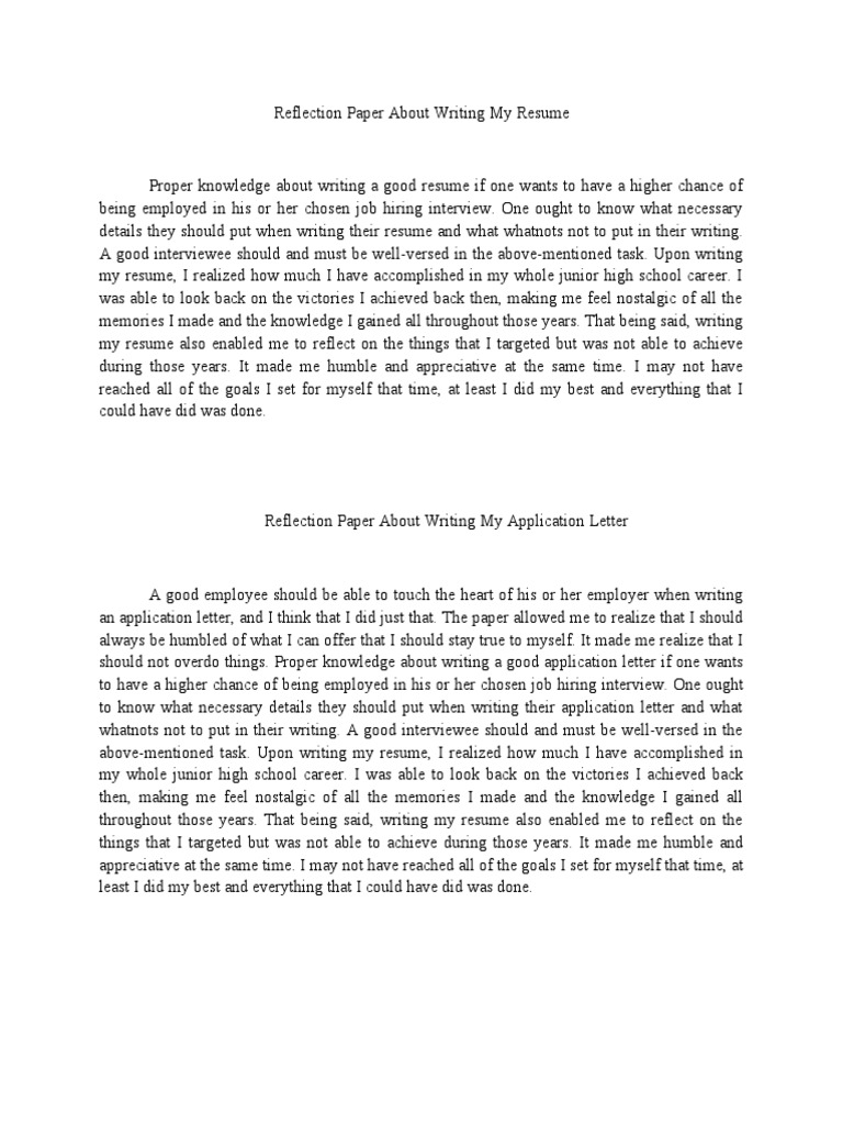 Reflections on Resume and Application Letter | PDF | Interview | Résumé