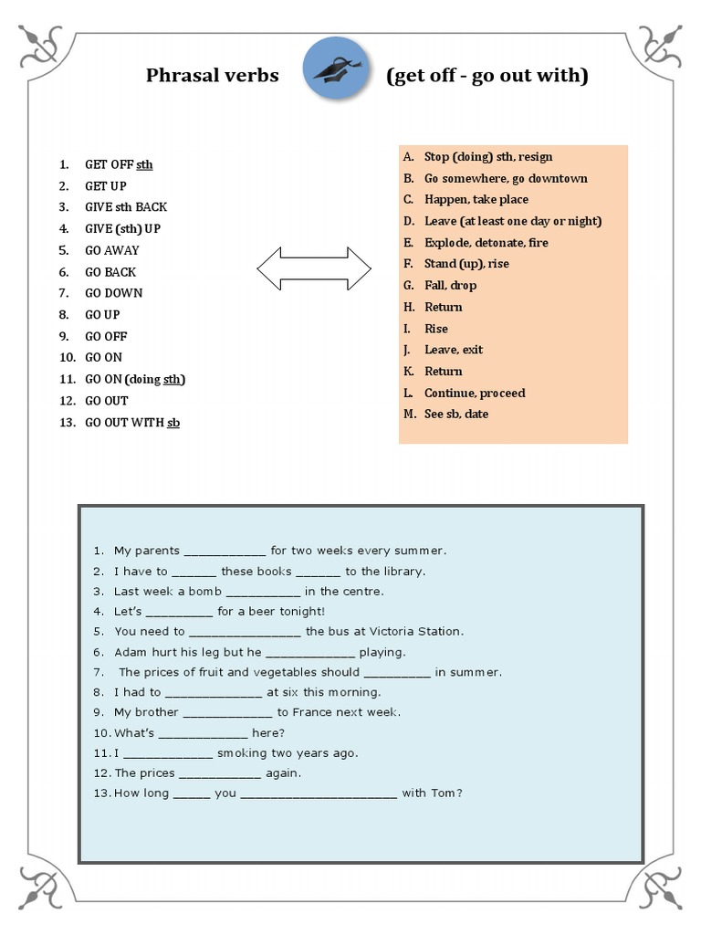 Phrasal Verbs (Get Off - Go Out With) | PDF | Language Arts & Discipline