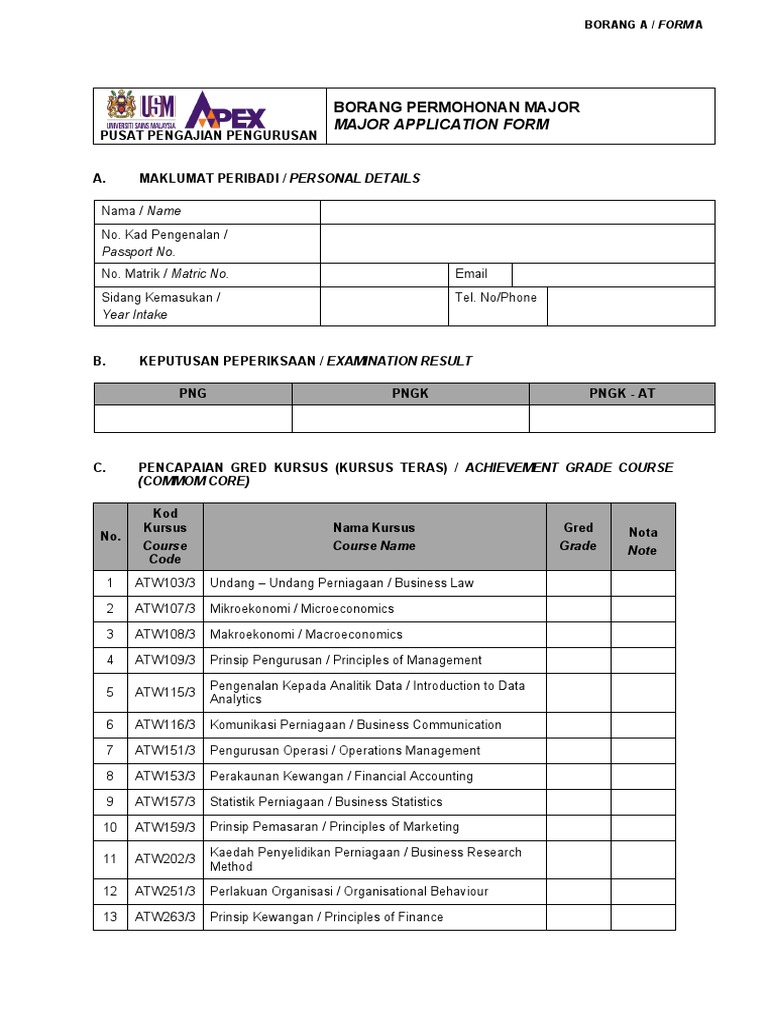 Application for Major Selection: A Form for Requesting Approval to ...