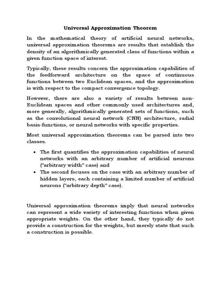 Universal Approximation Theorem | PDF | Science & Mathematics | Computers