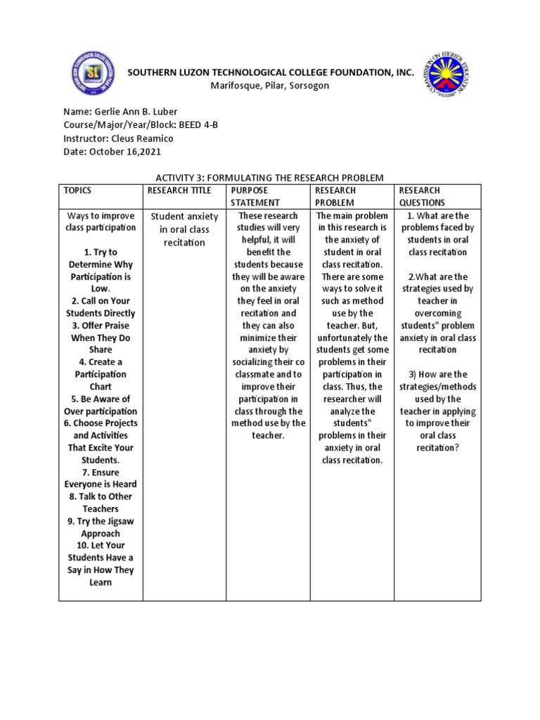 Formulating The Research Problem | PDF | Psychology | Psychological ...