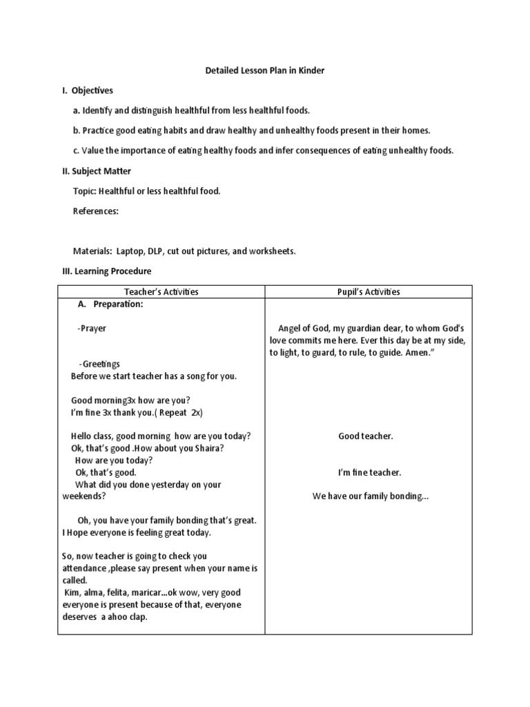 Detailed Lesson Plan in Health 1 | PDF | Lesson Plan | Foods