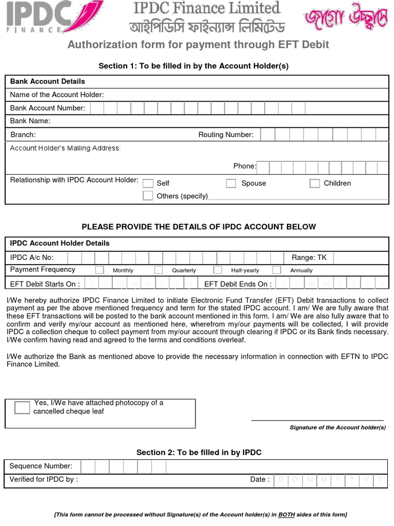 EFTN Form V2 IPDC | PDF | Banks | Debit Card