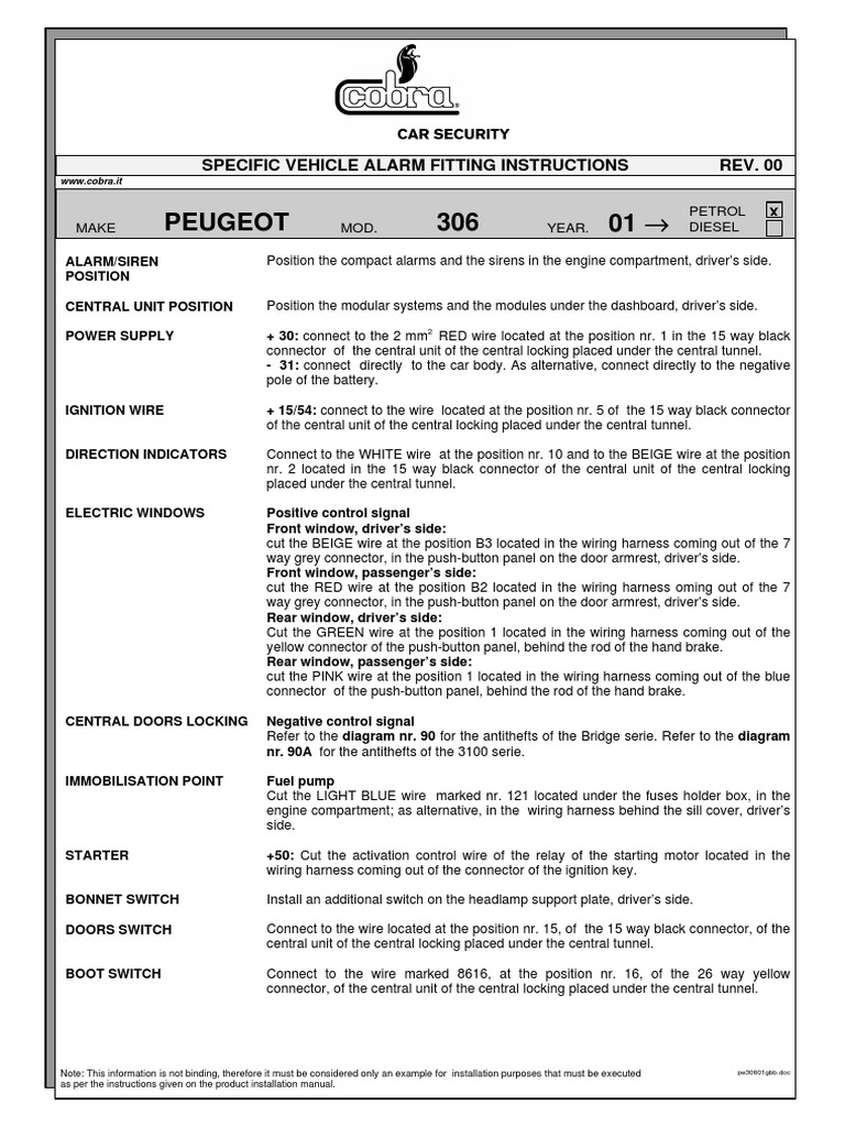 Detailed Instructions for Installing a Vehicle Alarm System in a 2001 ...