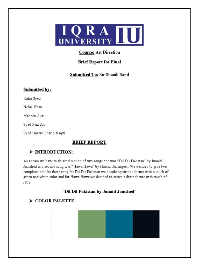 Report For Art Direction Final | PDF | Image Processing | Graphic Design