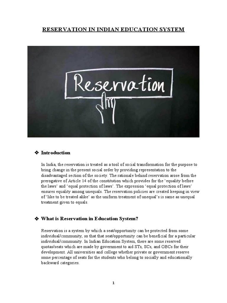 Art - Reservation in Indian Education System | PDF | Social Inequality ...