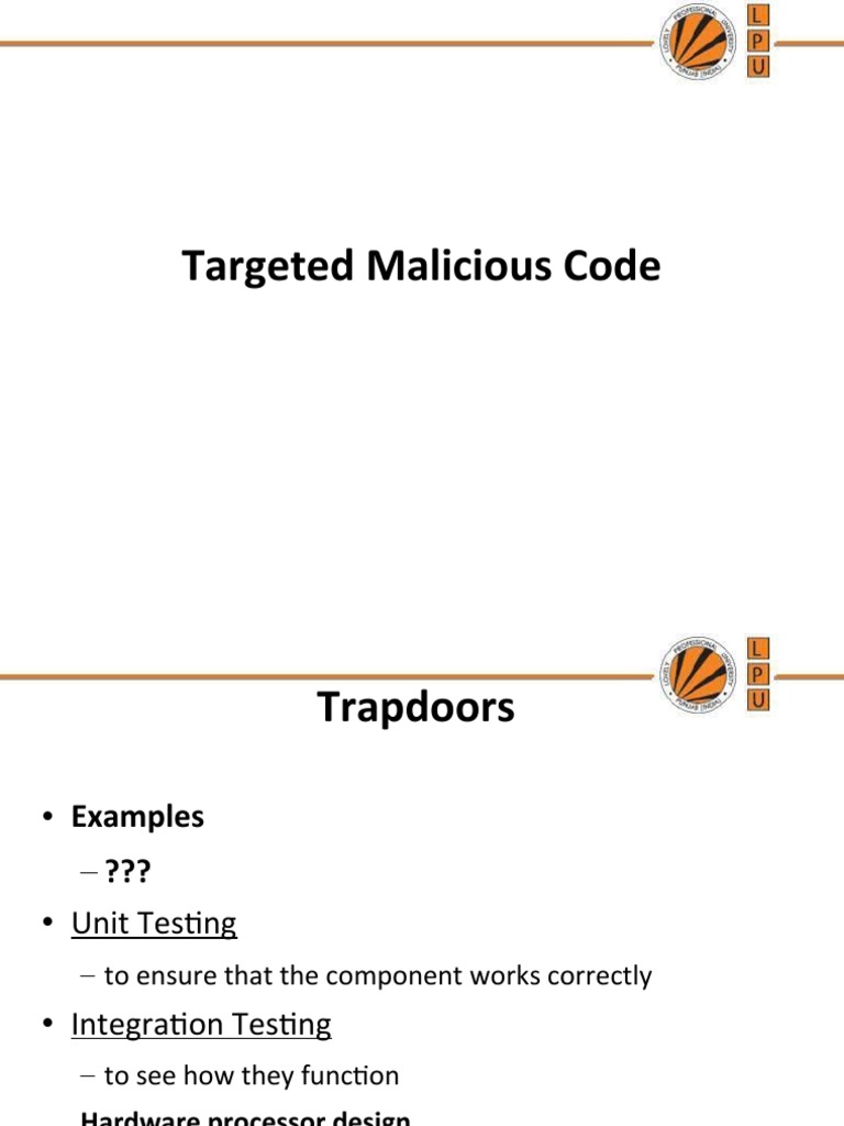 Targeted Malicious Code | PDF | Software Testing | Modular Programming