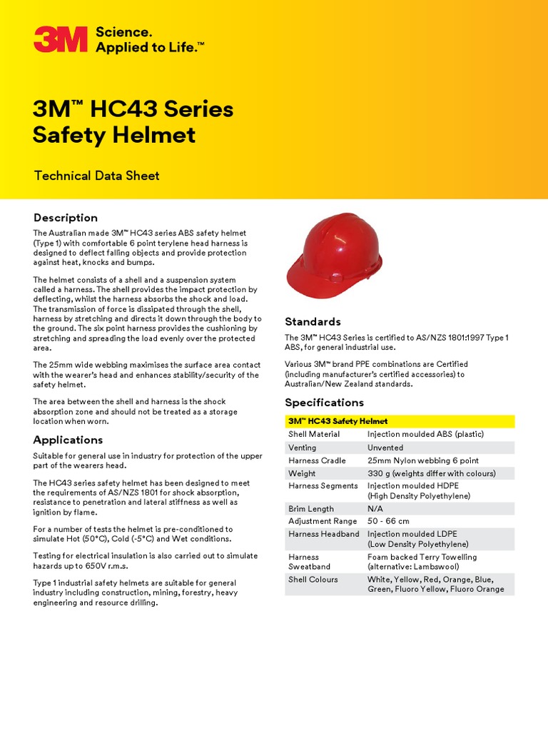3M Datasheet HEAD HC43 BWoods | PDF | Personal Protective Equipment ...