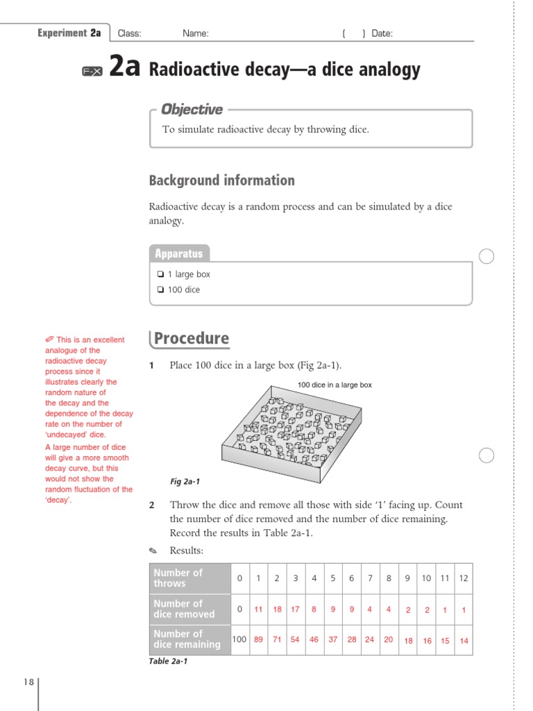 Radioactive Decay-A Dice Analogy: Background Information | PDF ...