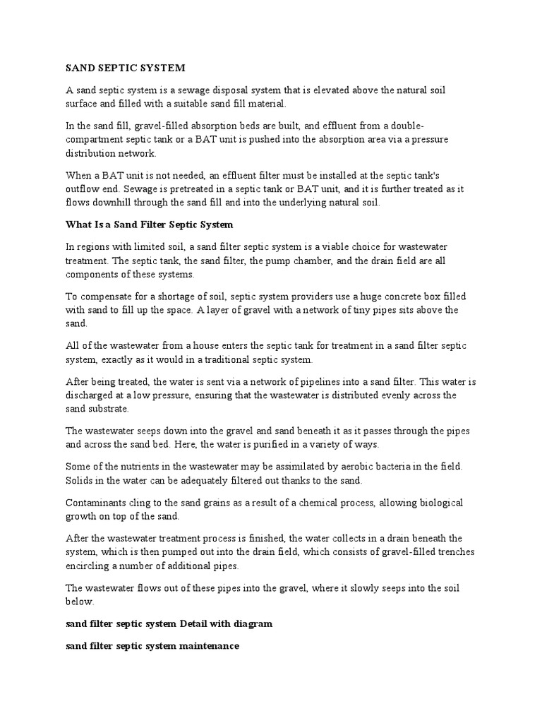 Understanding Sand Filter Septic Systems: Components, Design ...