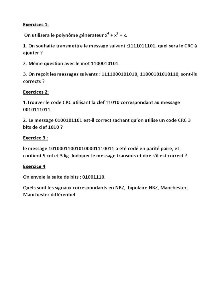Exercices CRC | PDF | Méthodes et références pédagogiques | Ordinateurs