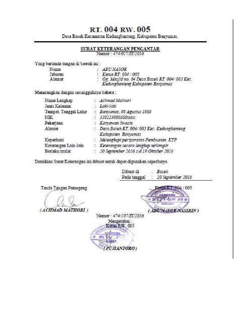 Contoh Surat Menyurat RT | PDF