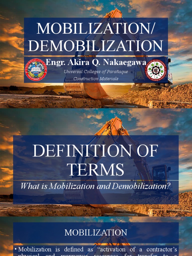 Mobilization Demobilization | PDF | Loader (Equipment) | Heavy Equipment