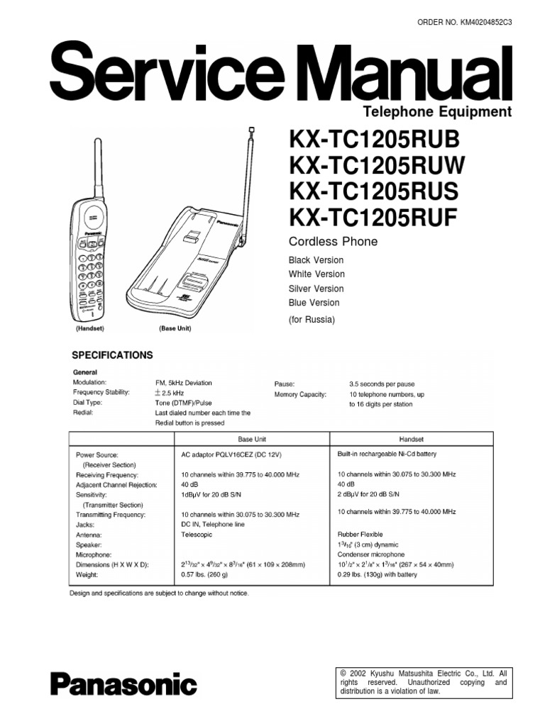 Радиотелефон Kx Tc1205 | PDF | Computers