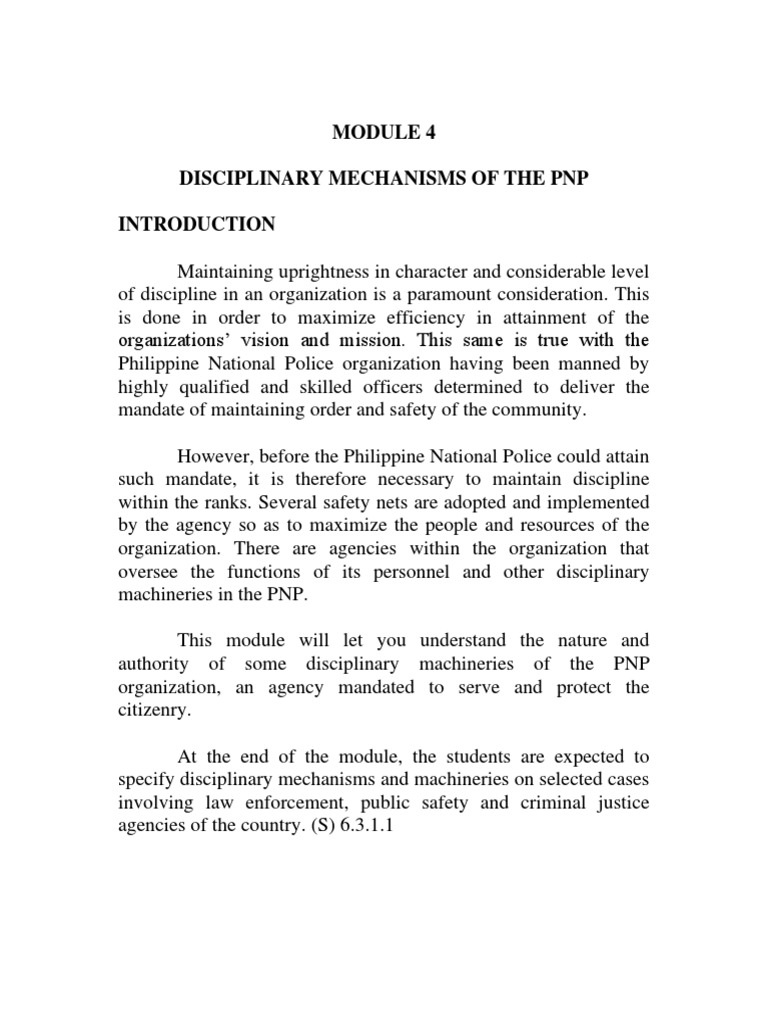 Module Iv Disciplinary Mechanism of The PNP | PDF | Prosecutor | Police