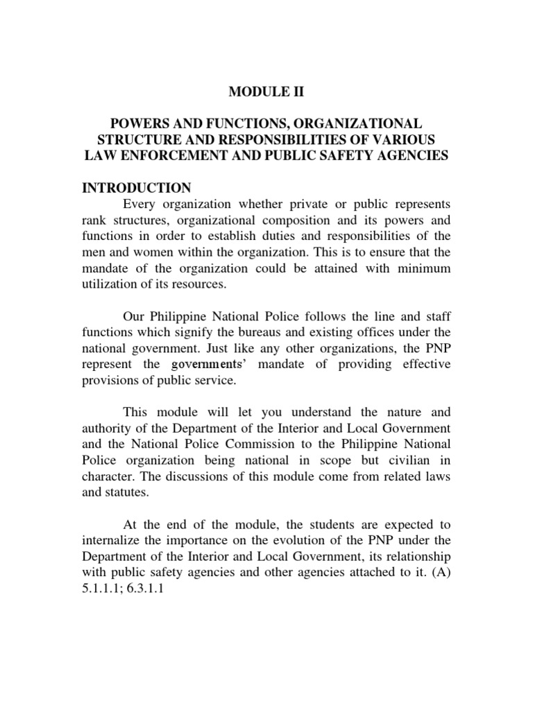 PNP Functions and Organizational Structure | PDF | Police | Crime ...