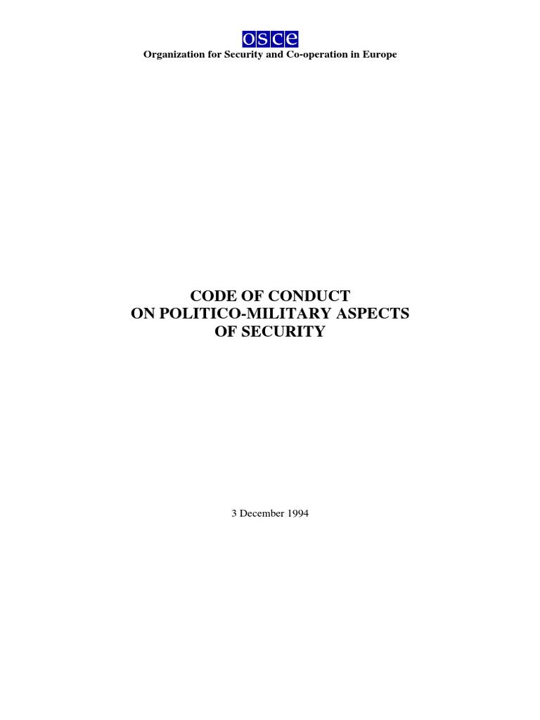 Code of Conduct 1994 | PDF | Organization For Security And Co Operation In Europe ...