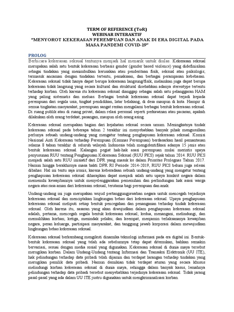 Tor Webinar Kekerasan Seksual | PDF | Ilmu Sosial | Kesehatan Holistik