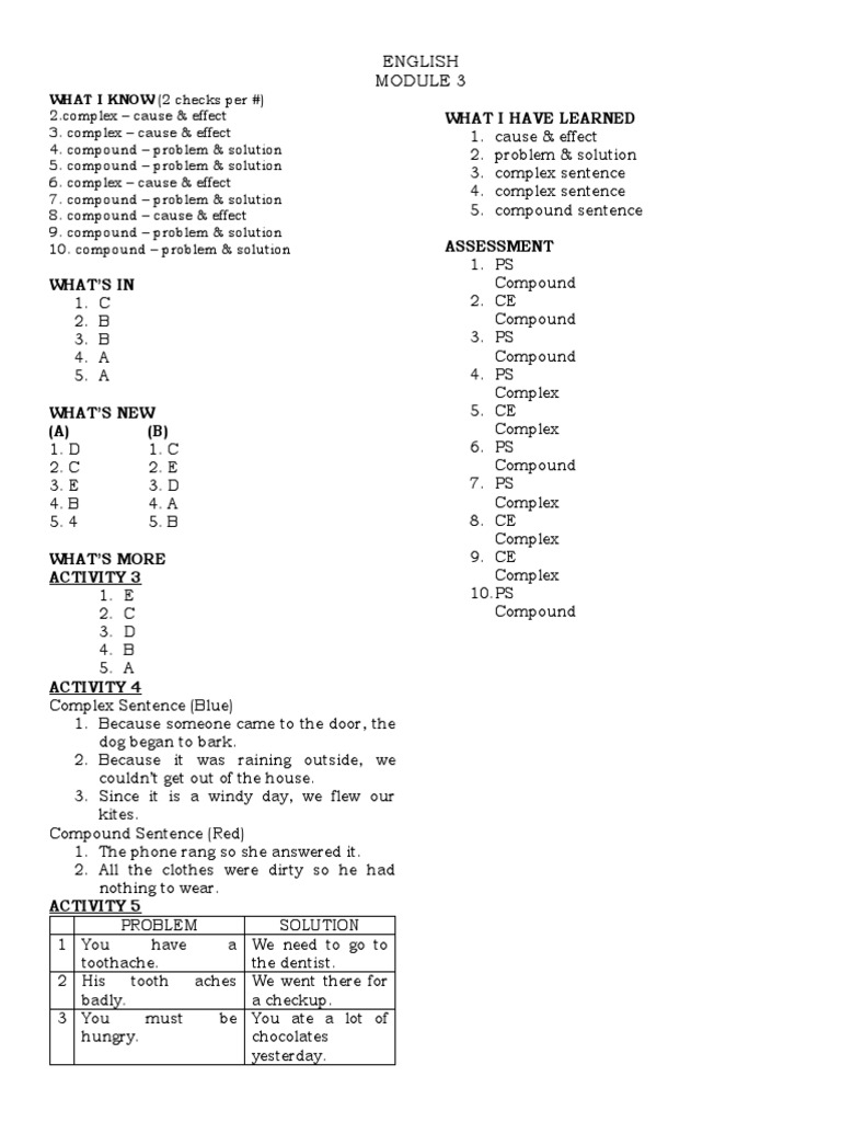 AnswerKey ENGLISH Module3 Teachers | PDF