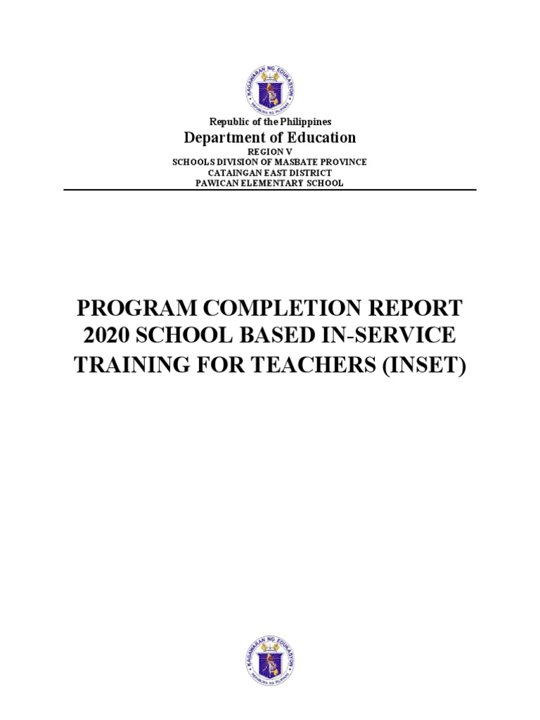 Inset Completion Report 2020 | PDF | Teachers | Learning