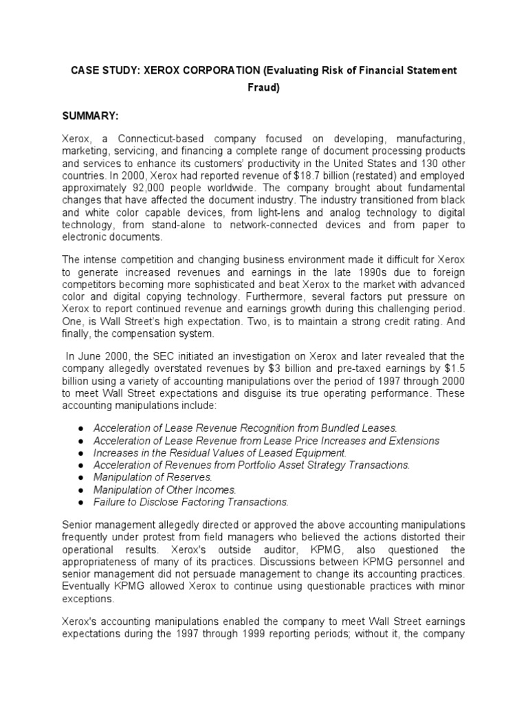 Xerox Case Study | PDF | Audit | Hewlett Packard