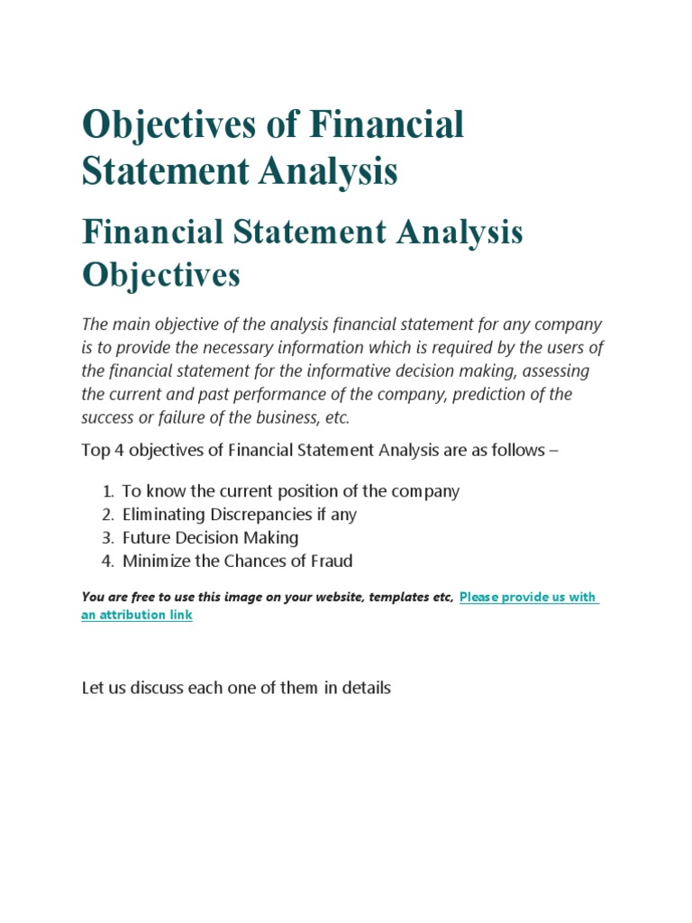Objectives of Financial Statement Analysis | PDF | Revenue | Financial ...