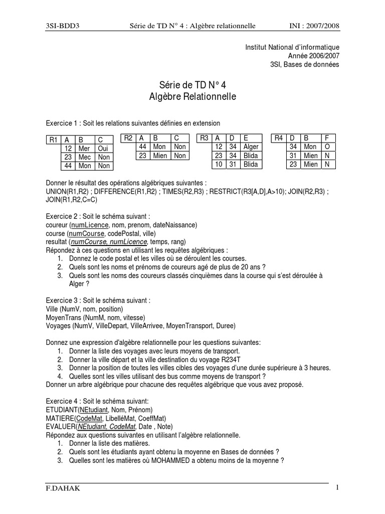 TD 07 08 4 | PDF | SQL | Informatique