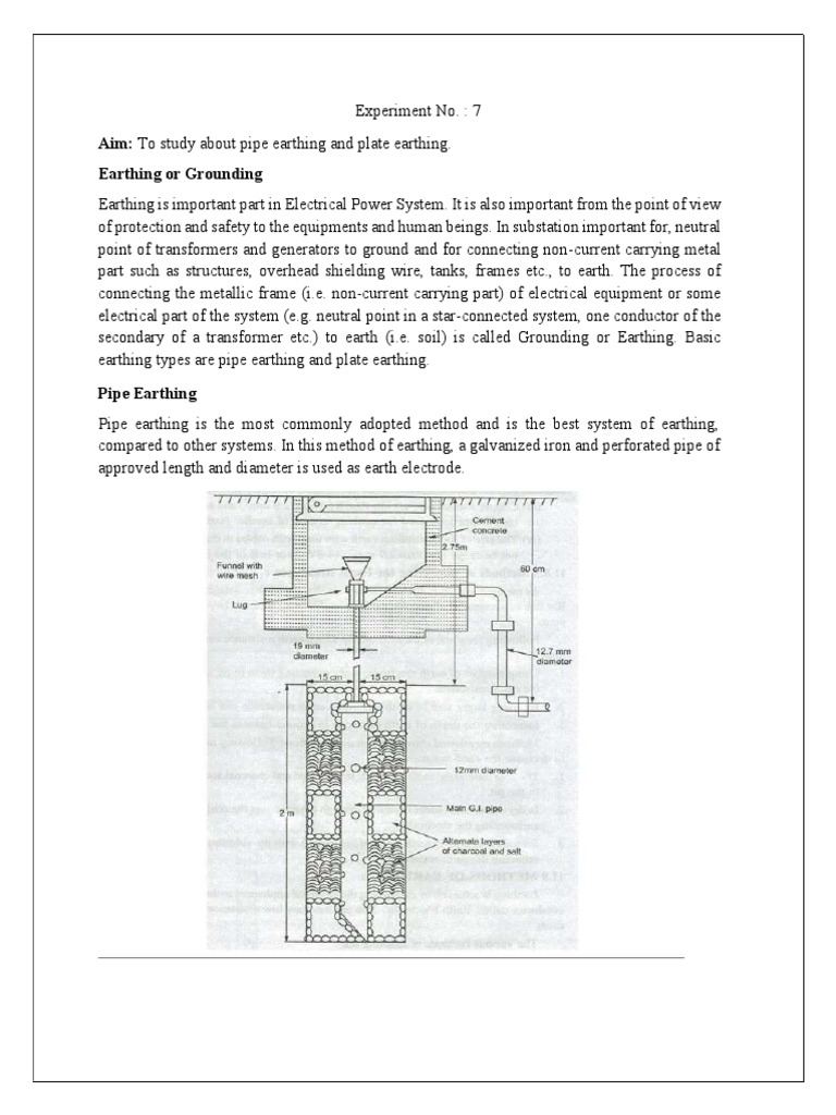 To Study About Pipe Earthing and Plate Earthing | PDF | Pipe (Fluid ...