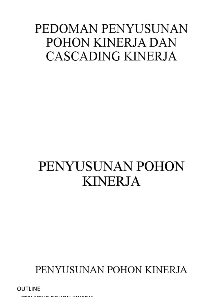 Pedoman Penyusunan Pohon Kinerja Dan Cascading Kinerja 2020 | PDF