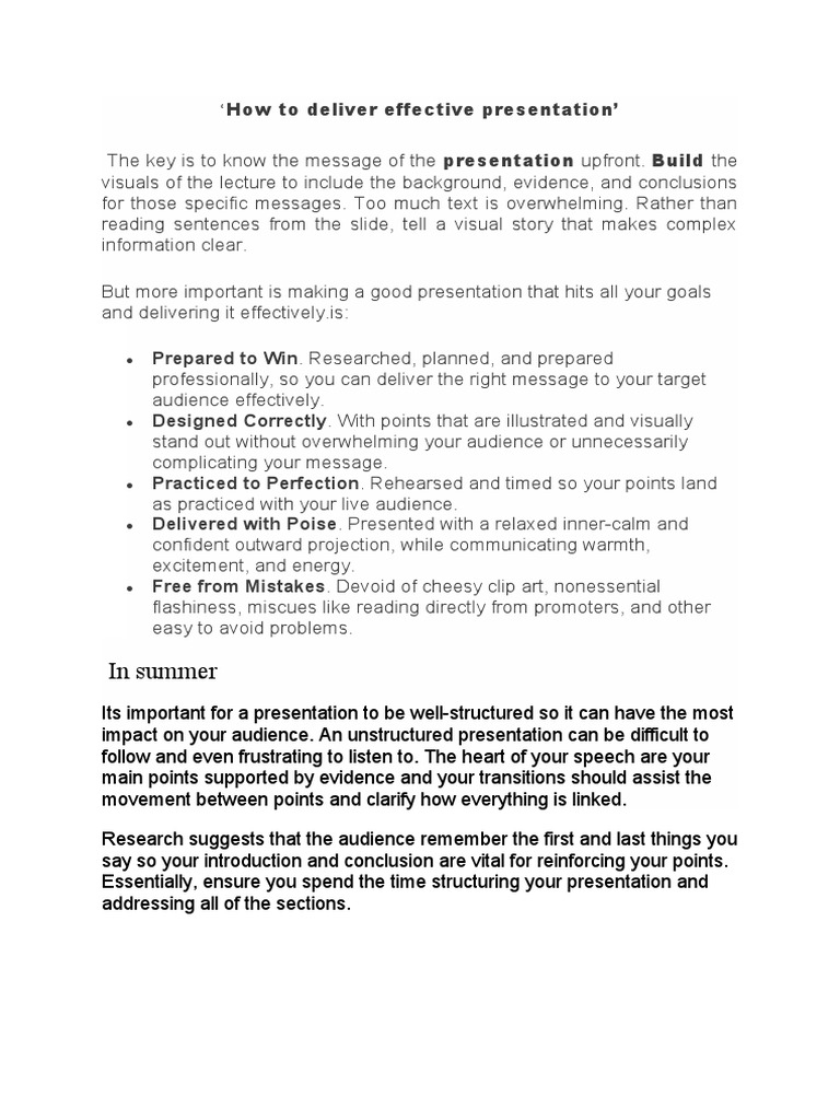 How To Deliver Effective Presentation | PDF